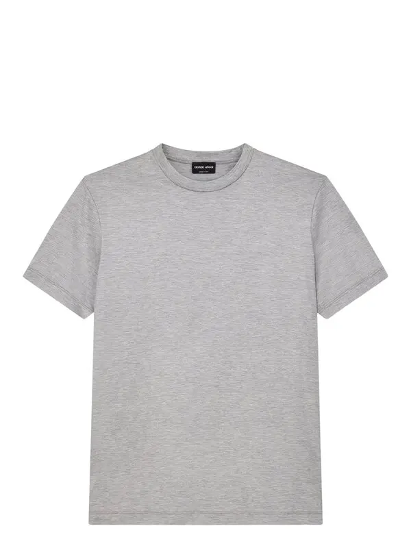 Giorgio Armani Plain-knit Jersey T-shirt In A Silk-and-cotton Blend - Grey