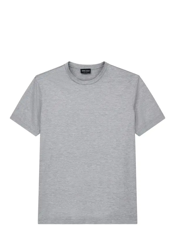 Giorgio Armani Plain-knit Jersey T-shirt In A Silk-and-cotton Blend - Grey