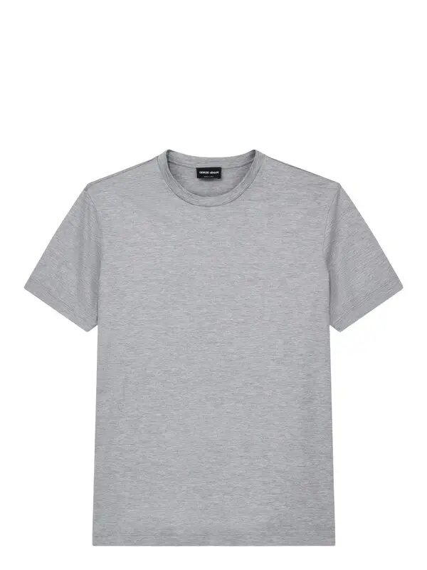Giorgio Armani Plain-knit Jersey T-shirt In A Silk-and-cotton Blend - Grey
