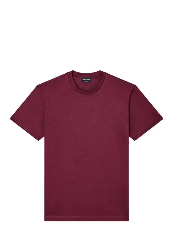 Giorgio Armani Plain-knit Jersey T-shirt In A Silk-and-cotton Blend - Red