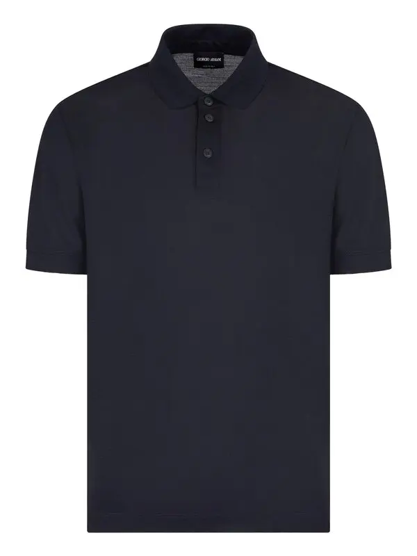 Giorgio Armani Pure Virgin-wool Piqué Polo Shirt - Blue