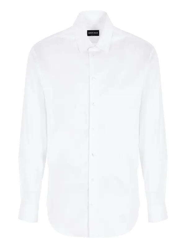 Giorgio Armani Plain-knit Stretch Cotton Shirt - White