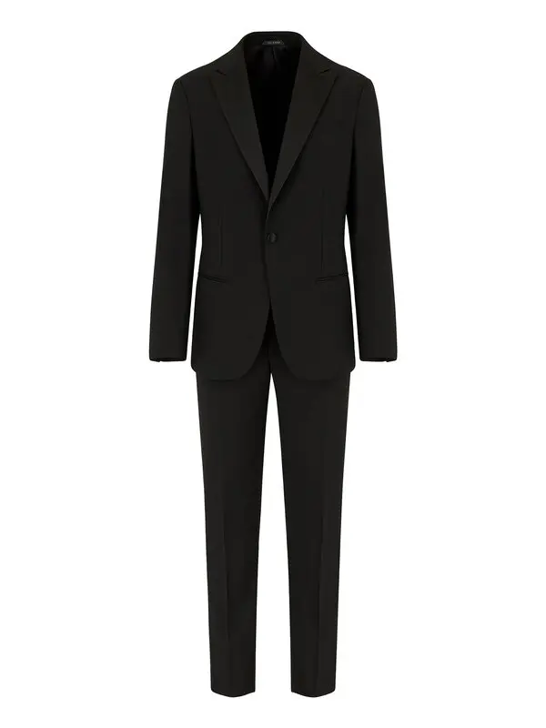 Giorgio Armani Pure Wool, Half-canvassed, Slim-fit Tuxedo From The Icon Soho Line - Black