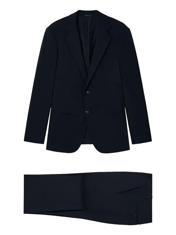 Giorgio Armani Single-breasted Soho Line Suit In Virgin Wool - Black