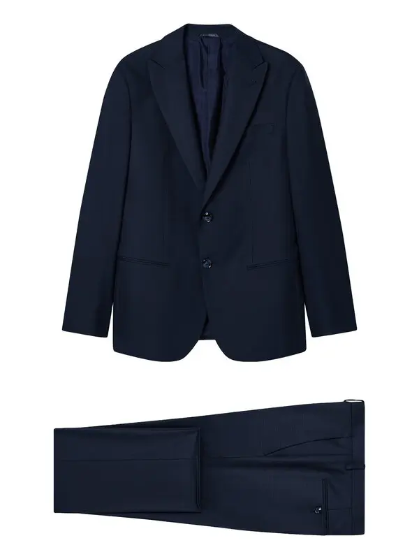 Giorgio Armani Single-breasted Soho Line Suit In Virgin Wool - Navy Blue