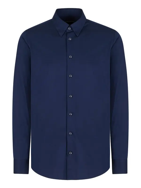 Giorgio Armani Icon Slim-fit, Cotton Jersey Shirt - Navy Blue