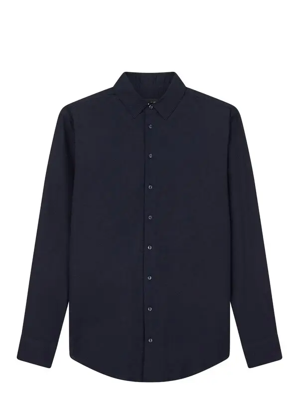 Giorgio Armani Regular-fit Cotton-seersucker Shirt - Blue