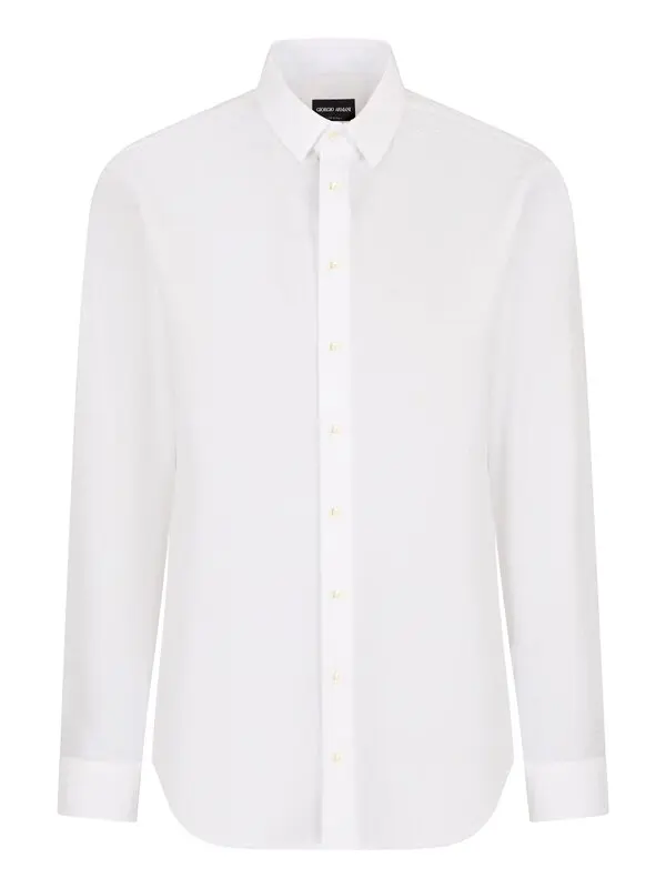 Giorgio Armani Regular-fit Cotton-seersucker Shirt - White