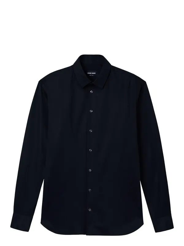 Giorgio Armani Plain-knit Cotton Interlock Shirt - Black