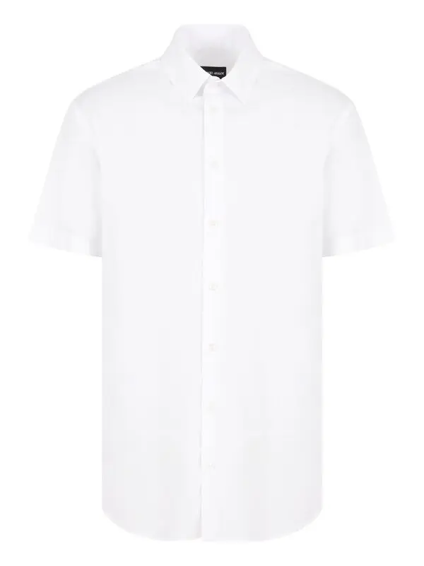 Giorgio Armani Short-sleeved, Stretch Plain-knit Shirt - White