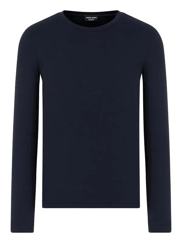 Giorgio Armani Pure Cashmere Interlock Jumper - Navy Blue