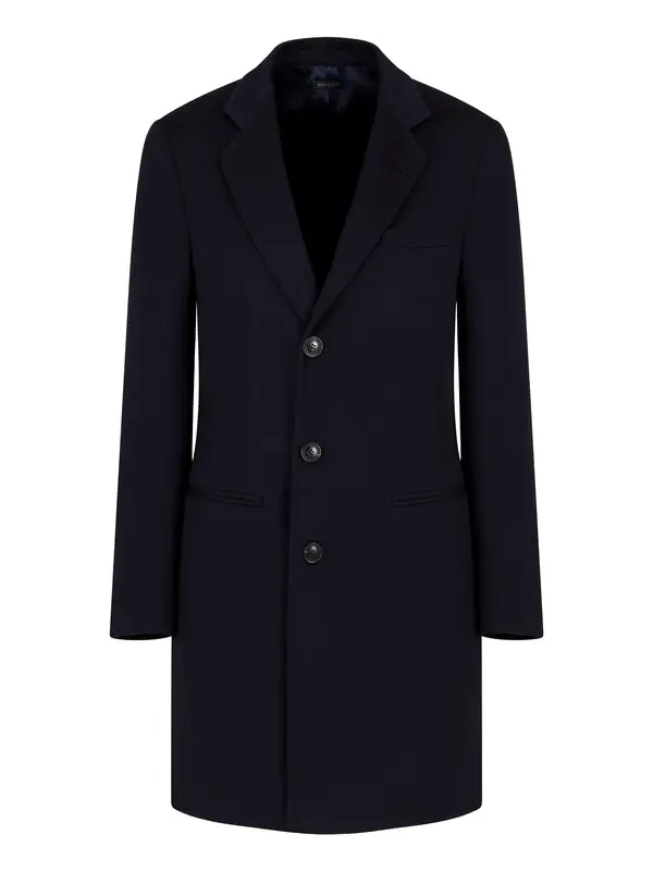 Giorgio Armani Long Cashmere Coat - Navy_blue