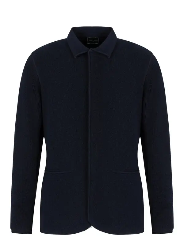 Giorgio Armani Icon Single-breasted Loop-stitch Cashmere Jacket - Navy_blue