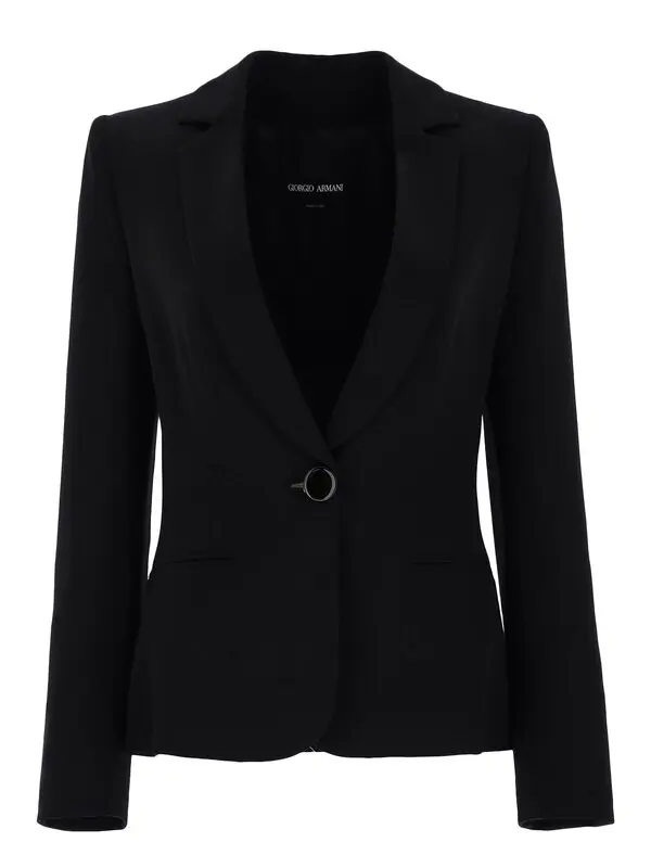 Giorgio Armani Mulberry Silk Single-breasted Jacket - Black