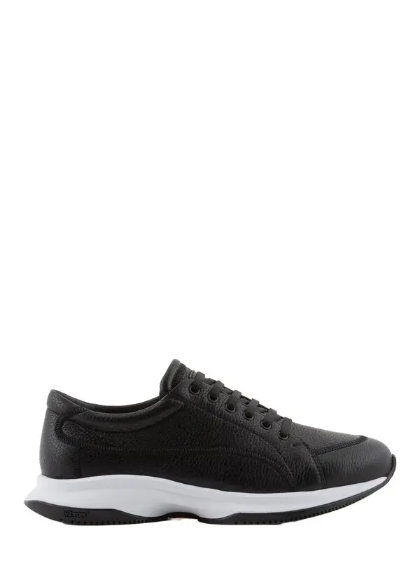 Giorgio Armani Deerskin And Leather Sneakers - Black