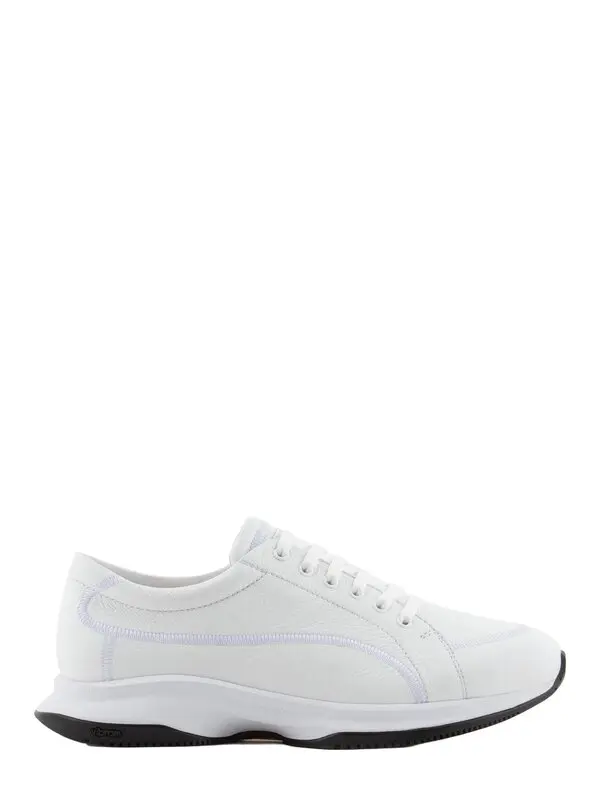Giorgio Armani Deerskin And Leather Sneakers - White