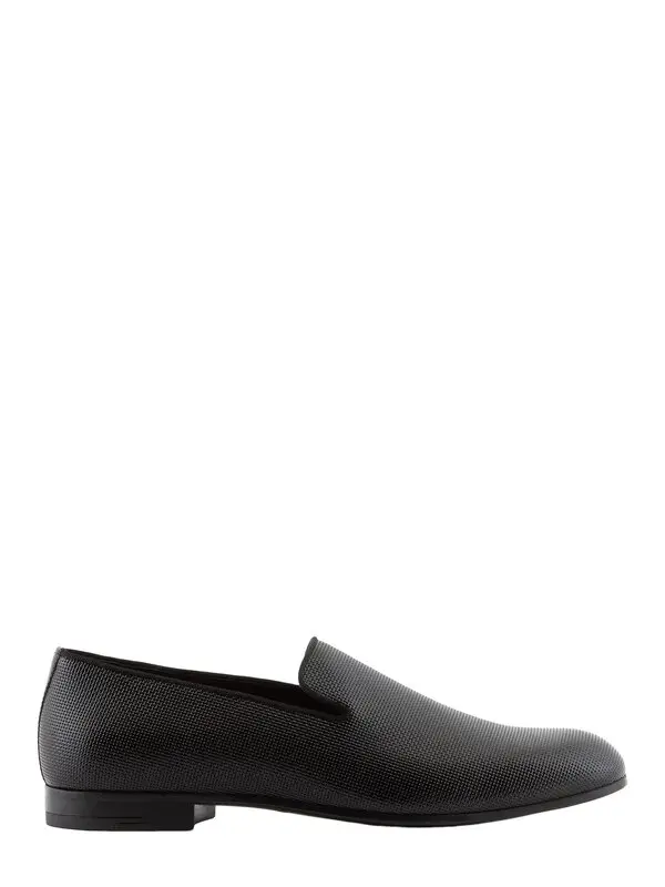 Giorgio Armani Braided-print Patent-leather Loafers - Black
