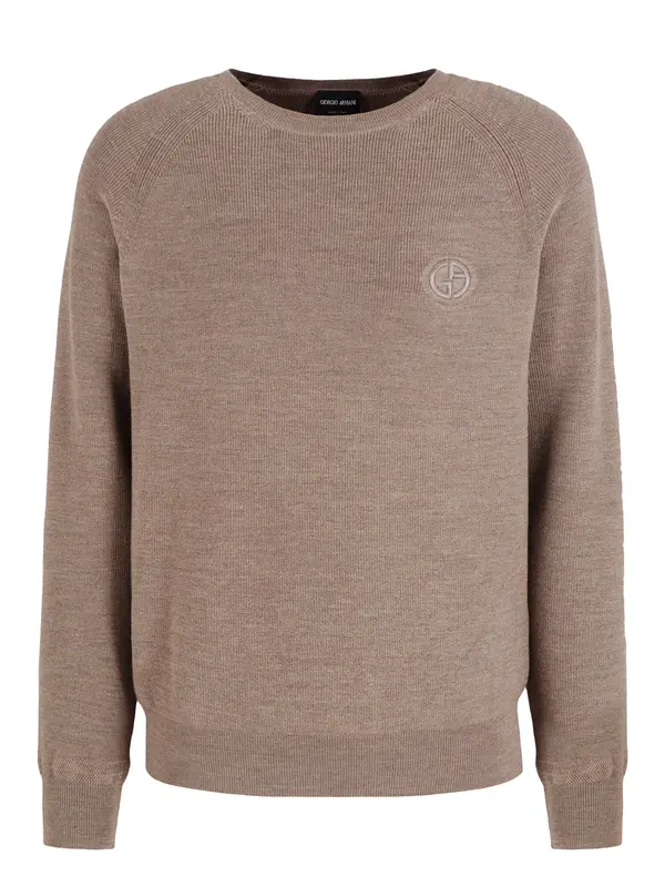 Giorgio Armani Virgin Wool Crew-neck Jumper - Beige