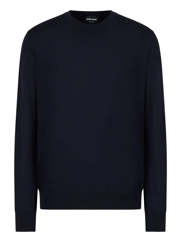 Giorgio Armani Virgin Wool Crew-neck Jumper - Navy Blue