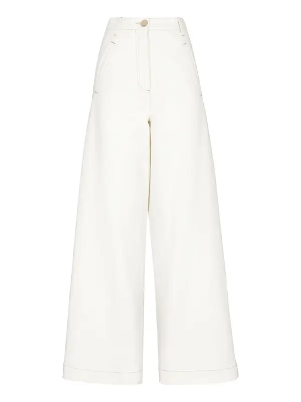 Giorgio Armani Denim Wide-leg Trousers - White