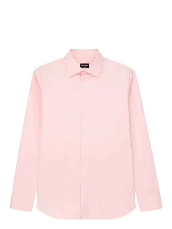 Giorgio Armani Classic Shirt In Cotton Twill - Pink