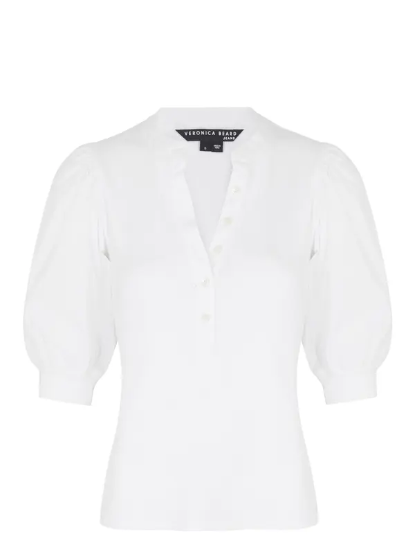 Veronica Beard Coralee Ribbed Stretch-cotton Top - White
