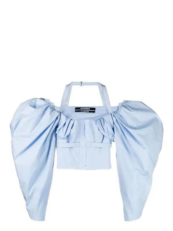 Jacquemus Off-shoulder Poplin Blouse - Blue