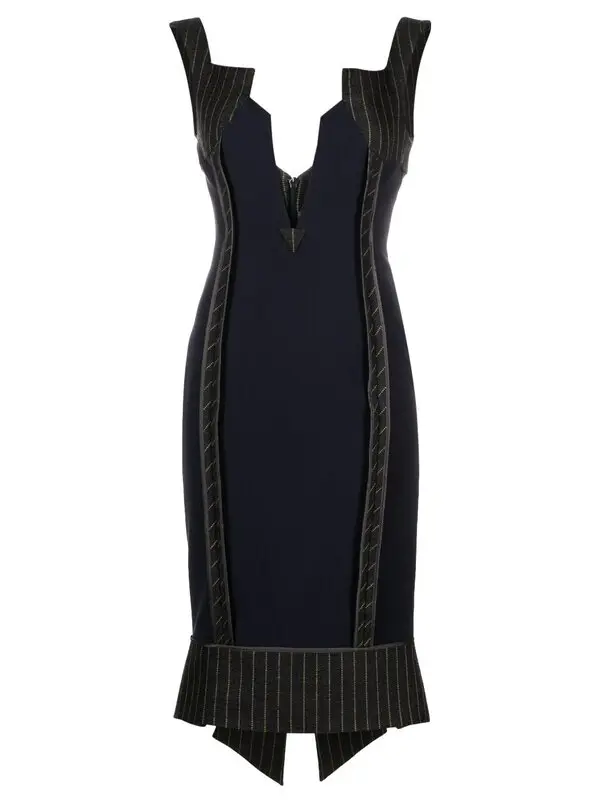 Moschino V-neck Panelled Midi Dress - Blue