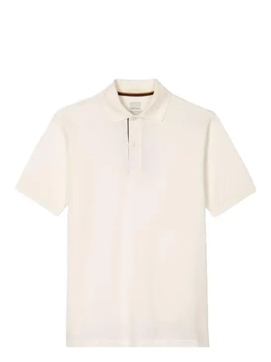 Paul Smith Cotton 'artist Stripe' Placket Polo Shirt - White