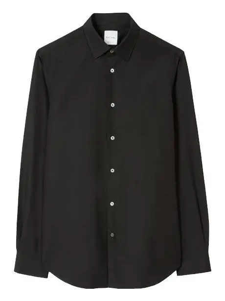 Paul Smith Tailored-fit Cotton 'artist Stripe' Cuff Shirt - Black