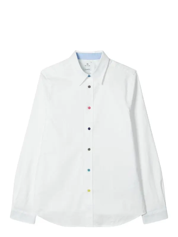Paul Smith Tailored-fit Organic-cotton Multicolour Button Oxford Shirt - White