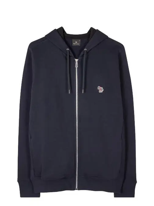 Paul Smith Cotton Zip-front Zebra Logo Hoodie - Blue
