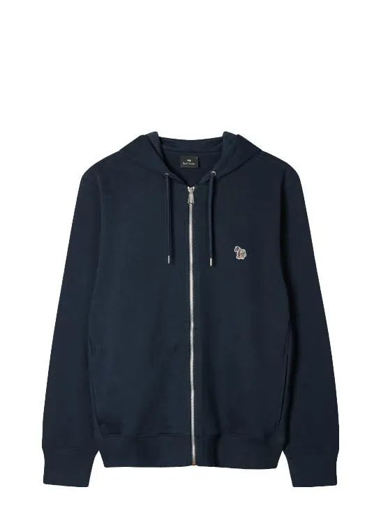 Paul Smith Cotton Zip-front Zebra Logo Hoodie - Blue