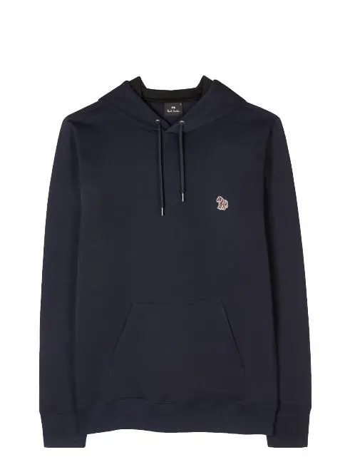 Paul Smith Cotton Zebra Logo Hoodie - Blue