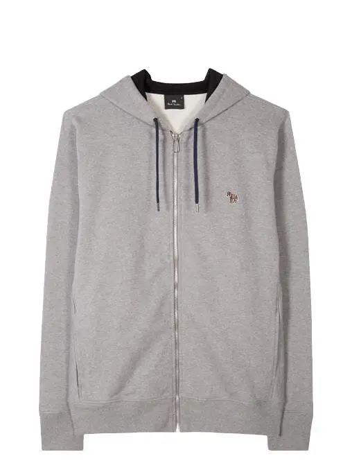 Paul Smith Cotton Zip-front Hoodie With Zebra Logo - Grey