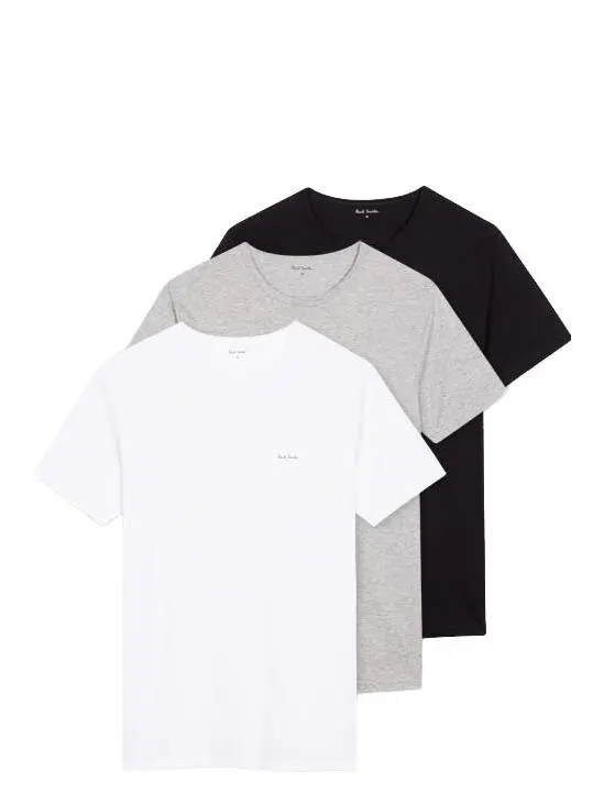 Paul Smith Mixed Colour Organic Cotton Logo Lounge T-shirts Three Pack - Multicolour