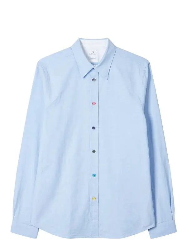 Paul Smith Tailored-fit Sky Organic-cotton Multicolour Button Oxford Shirt - Blue