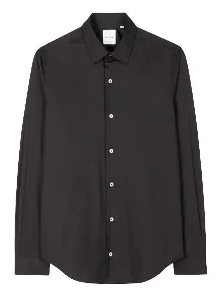 Paul Smith Super Slim-fit Shirt With 'artist Stripe' Cuff Lining - Black
