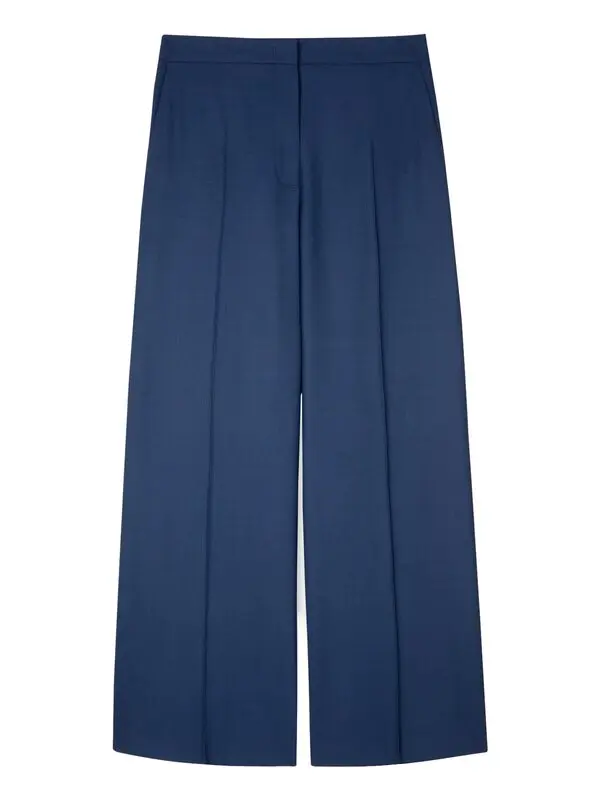 Paul Smith Wool-hopsack Wide Leg Trousers - Blue
