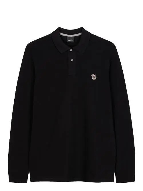 Paul Smith Cotton Zebra Logo Long-sleeve Polo Shirt - Black