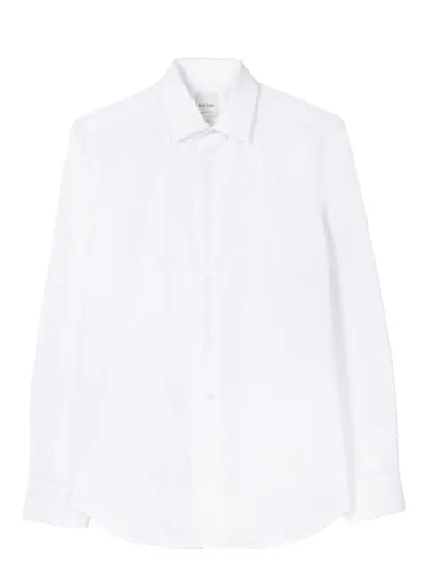 Paul Smith Slim-fit Poplin Cotton Shirt With 'artist Stripe' Cuff Lining - White