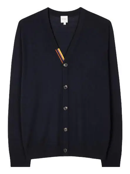 Paul Smith Washable Merino Wool 'artist Stripe' Cardigan - Blue