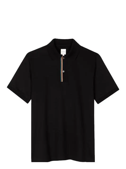 Paul Smith Signature Stripe' Trim Polo Shirt - Black