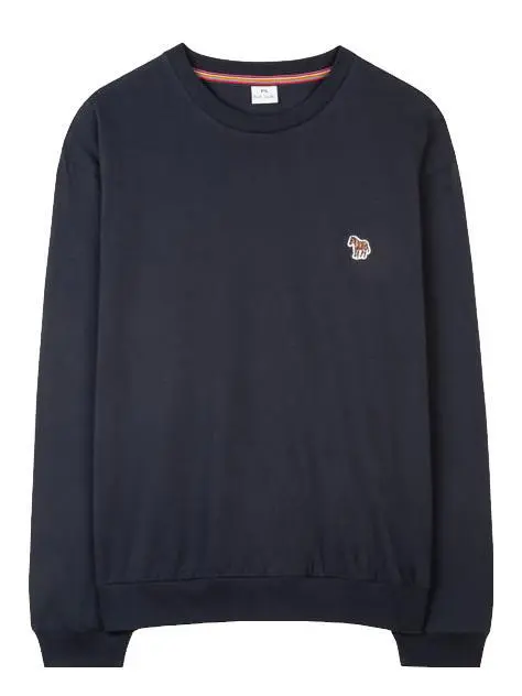 Paul Smith Organic Cotton Long-sleeve T-shirt With Zebra Logo - Blue