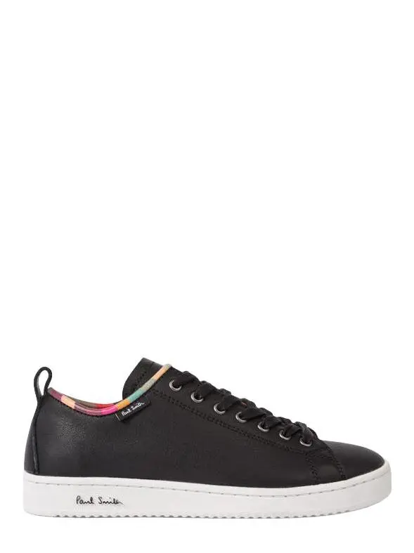 Paul Smith Leather Sneakers With 'swirl' Trim - Black
