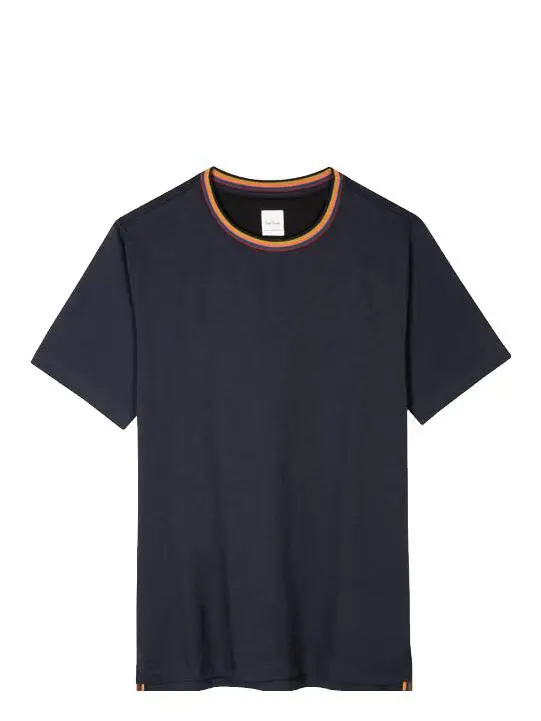 Paul Smith Artist Stripe' Collar Cotton T-shirt - Blue