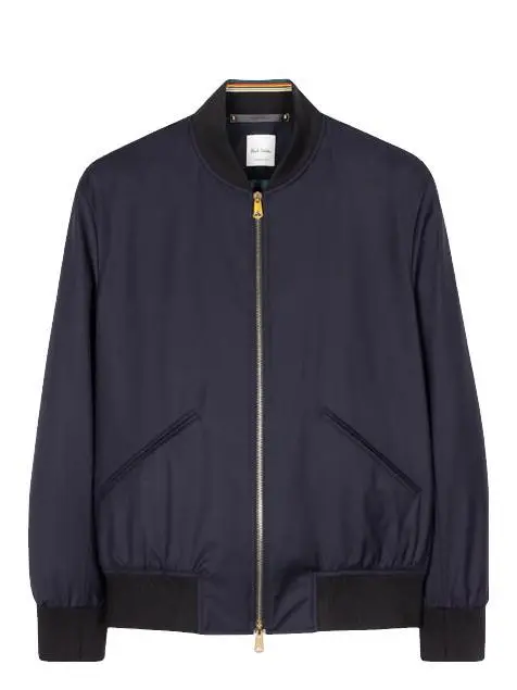 Paul Smith Wool 'storm System' Bomber Jacket - Blue