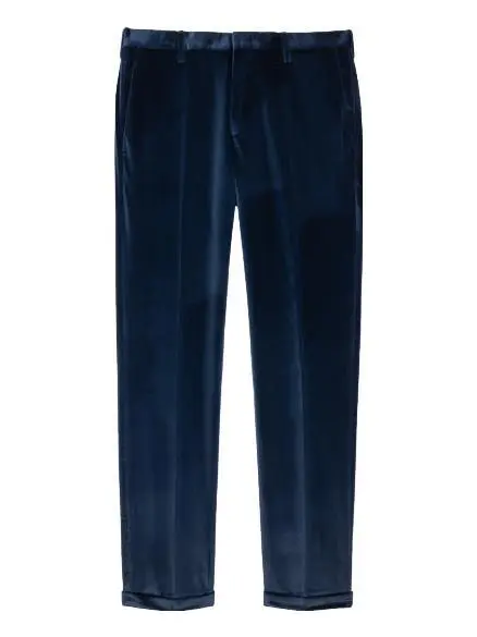 Paul Smith Slim-fit Cotton Velvet Trousers - Navy