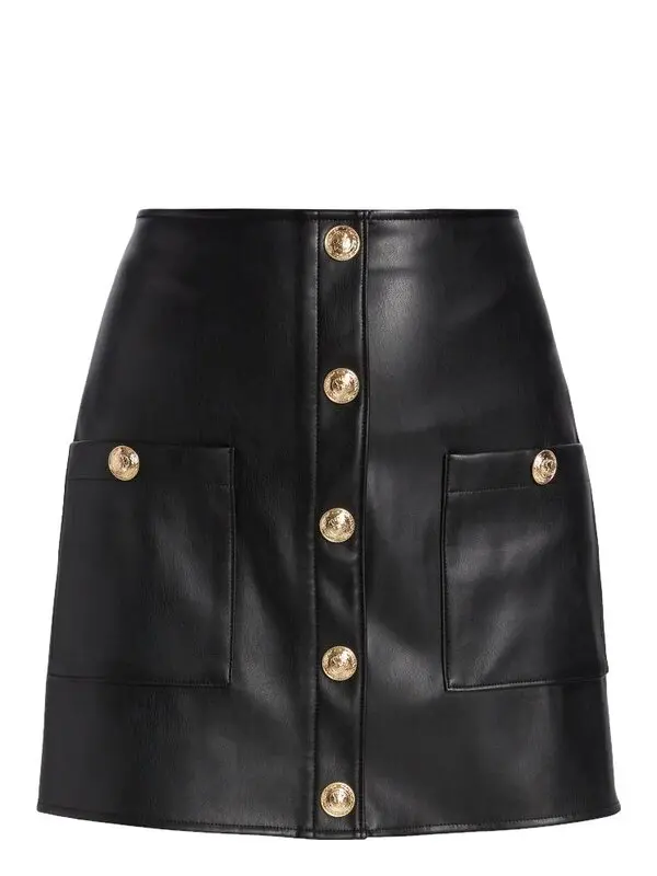 L'AGENCE Truman Faux Leather Miniskirt - Black
