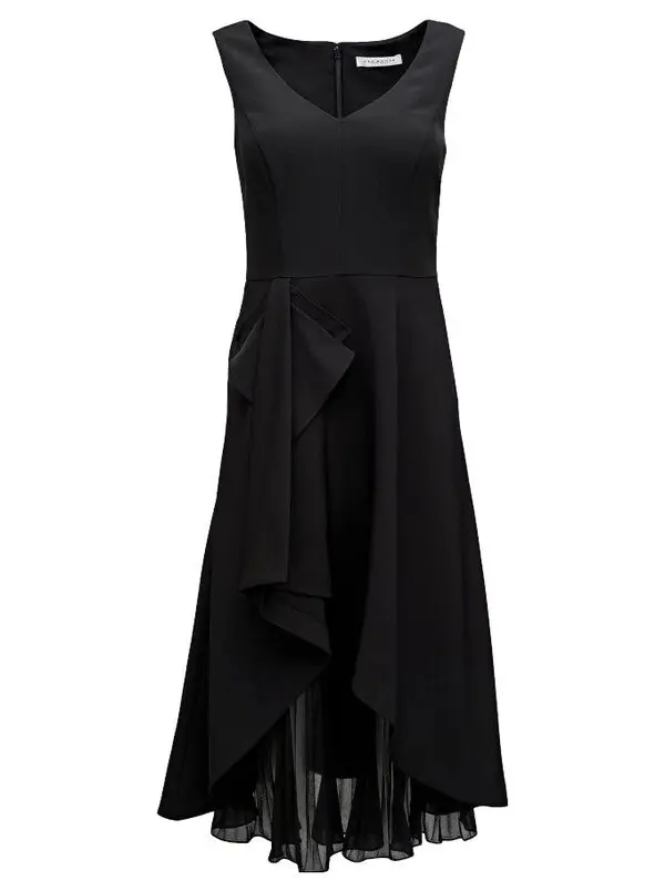 KAY UNGER Begonia Ruffled A-line Midi-dress - Black